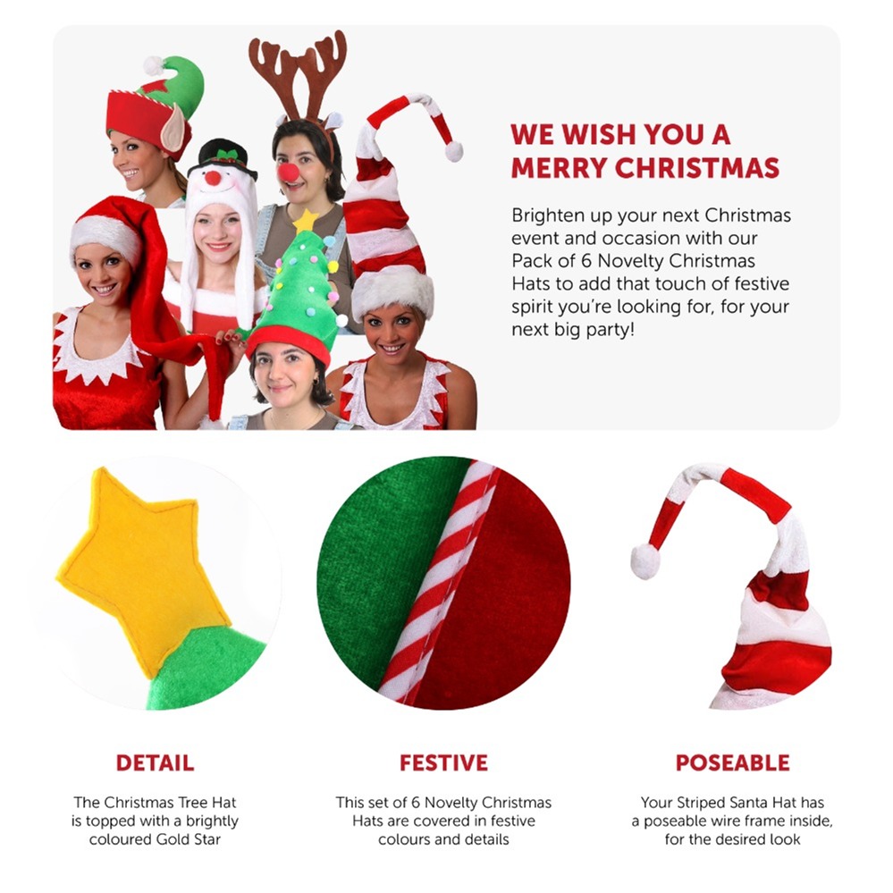 6-Pack Christmas Hats | Cazaar