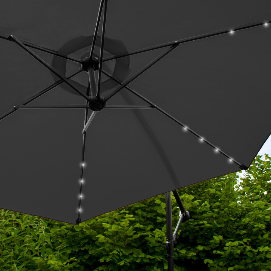 Grey 3m LED Cantilever Parasol | Cazaar
