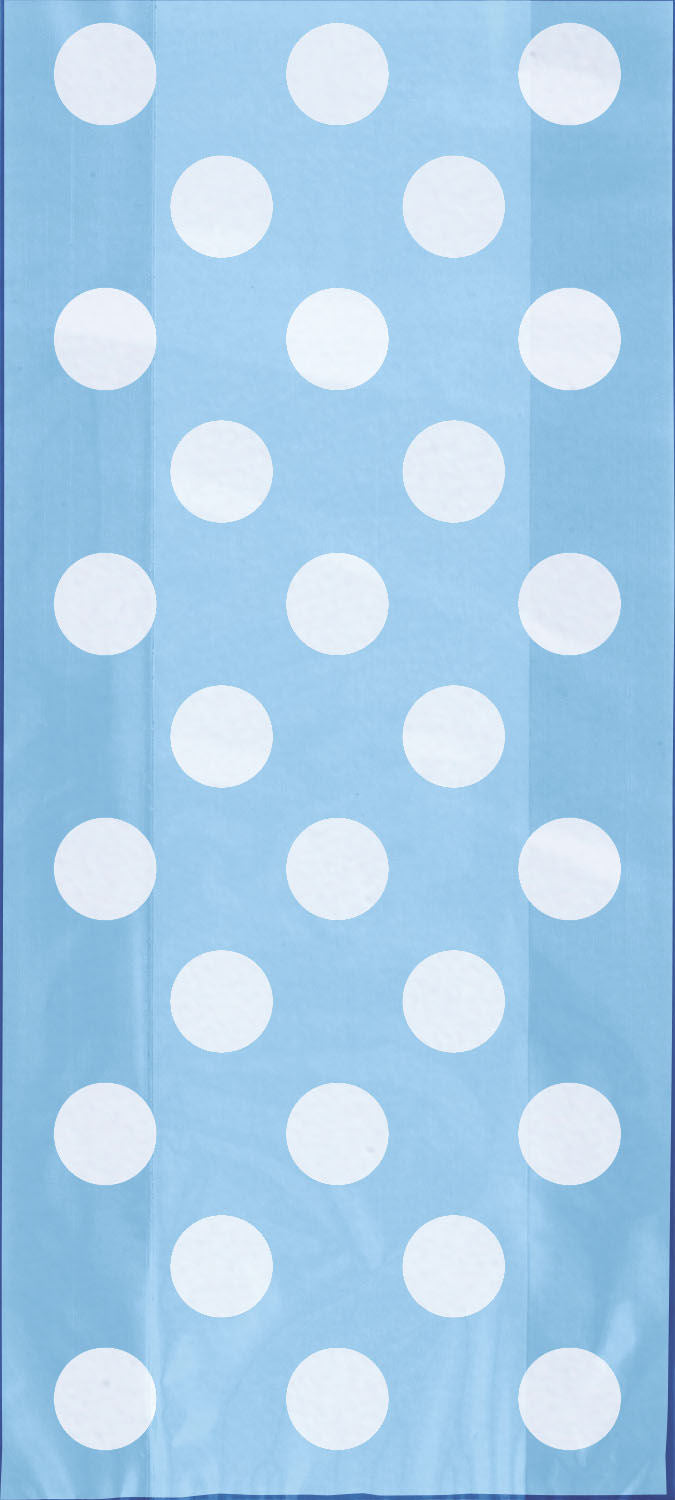 20 Powder Blue Spotty Cellophane Bags | Cazaar