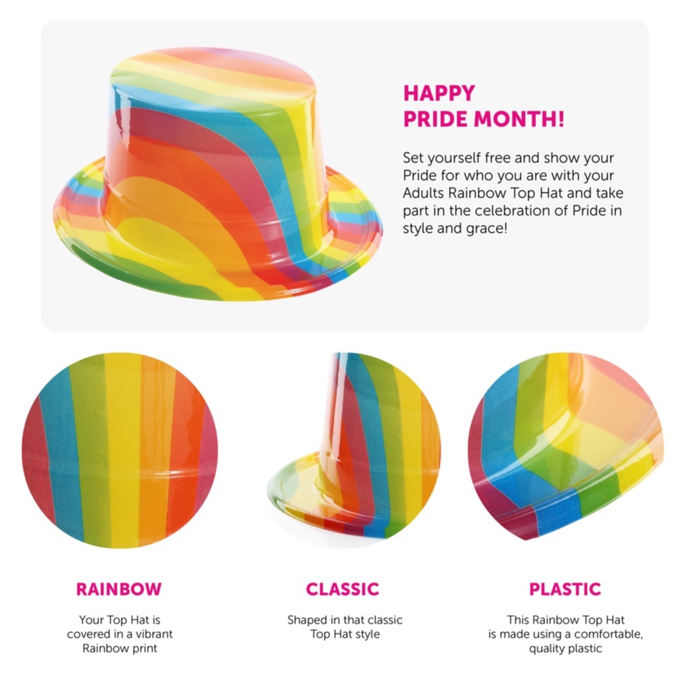 Pride Top Hat Rainbow Plastic | Cazaar