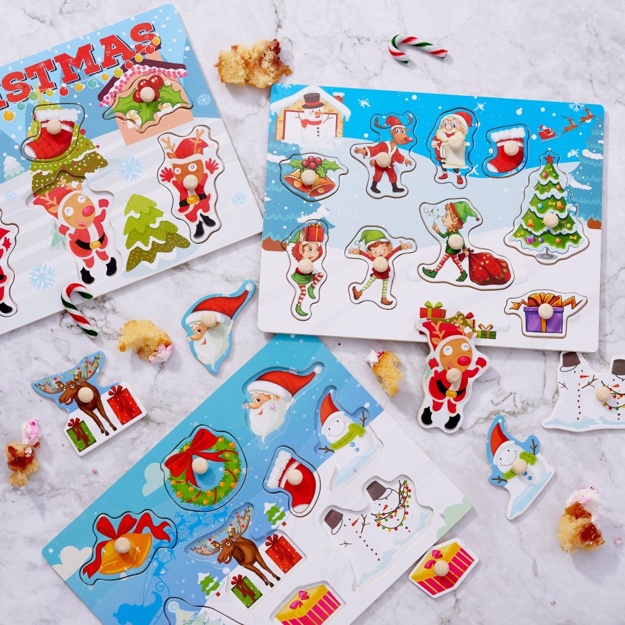3 Christmas Wooden Peg Puzzles | Cazaar