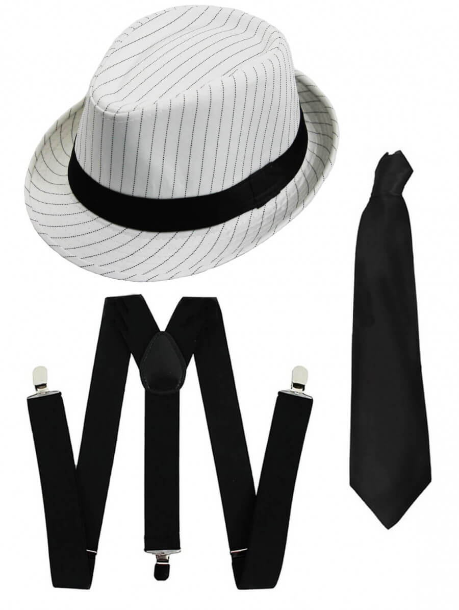3 Piece White & Black Gangster Set | Cazaar
