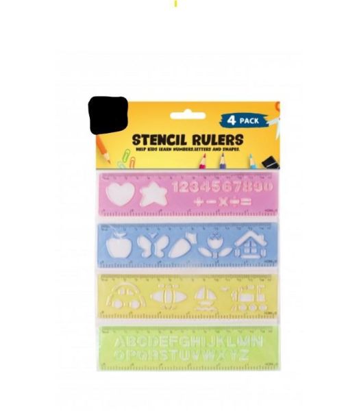 4Pc CHILDRENS COLOURED STENCIL 15cm RULERS Kids ... | Cazaar