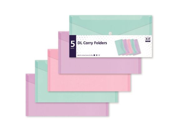 5 x DL Pastel Envelope Documents Carry Folders W... | Cazaar