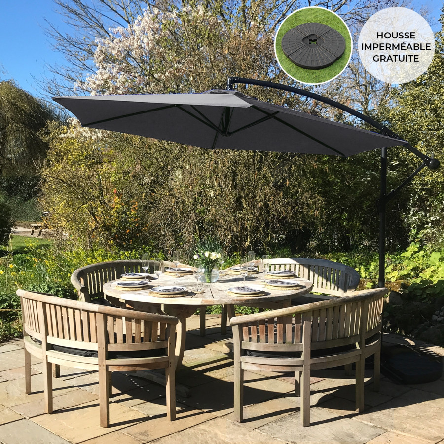 Grey Cantilever Parasol & Fan Base | Cazaar