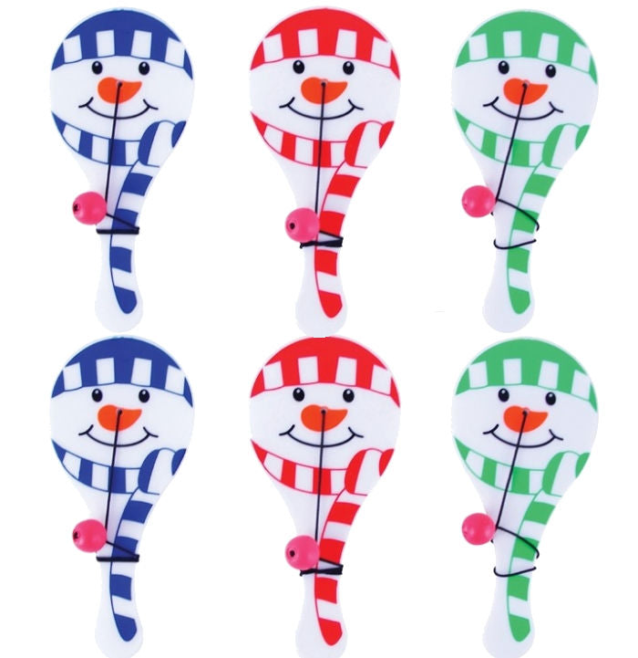 6 Snowman Paddle Bats & Balls | Cazaar