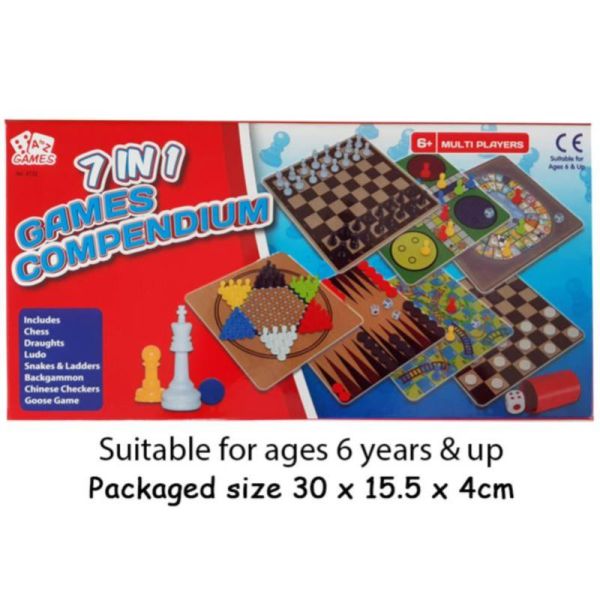 7 In 1 Games Set Compendium Chess Draughts Ludo ... | Cazaar
