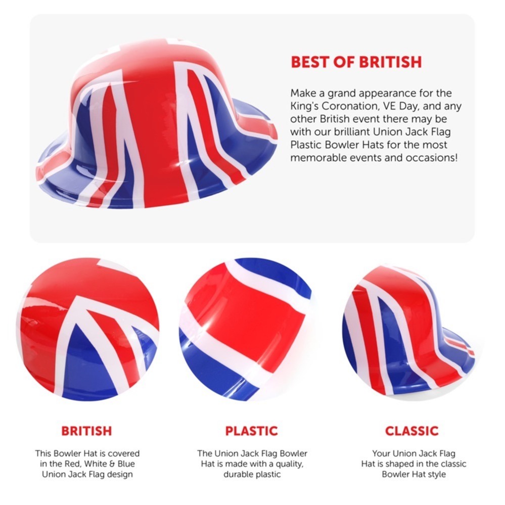 24 Pack Union Jack Flag Bowler Hat King Charles ... | Cazaar