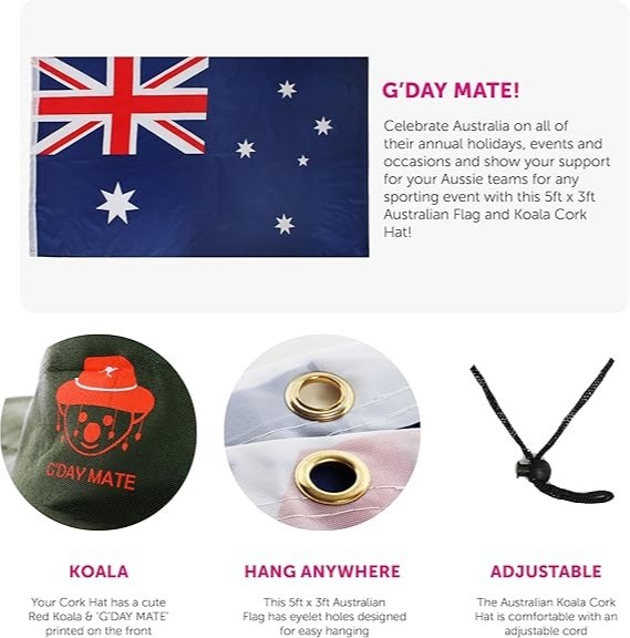 Australian Cork Hat with Flag - Australia Day Set | Cazaar