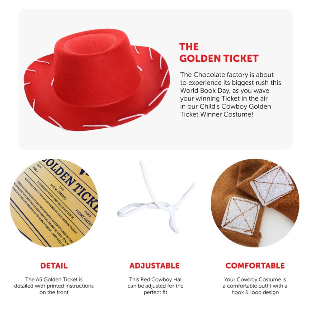 Childs Cowboy Ticket Winner Costume with Red Hat | Cazaar