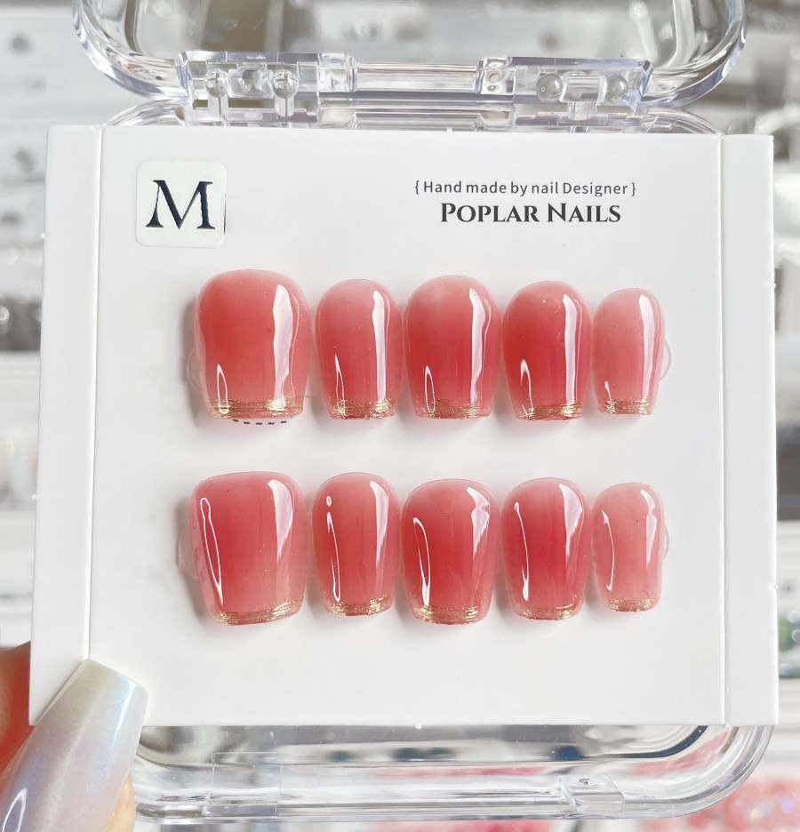 B048 Peach Pink French Nails | Cazaar