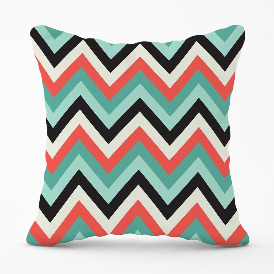 Geometric Colored Chevron Pattern Outdoor Cushion | Cazaar
