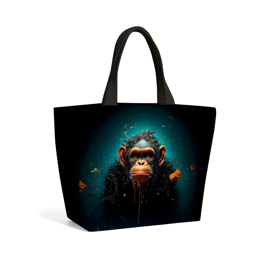Monkey Face Splashart Blue Beach Shopper Tote Bag | Cazaar