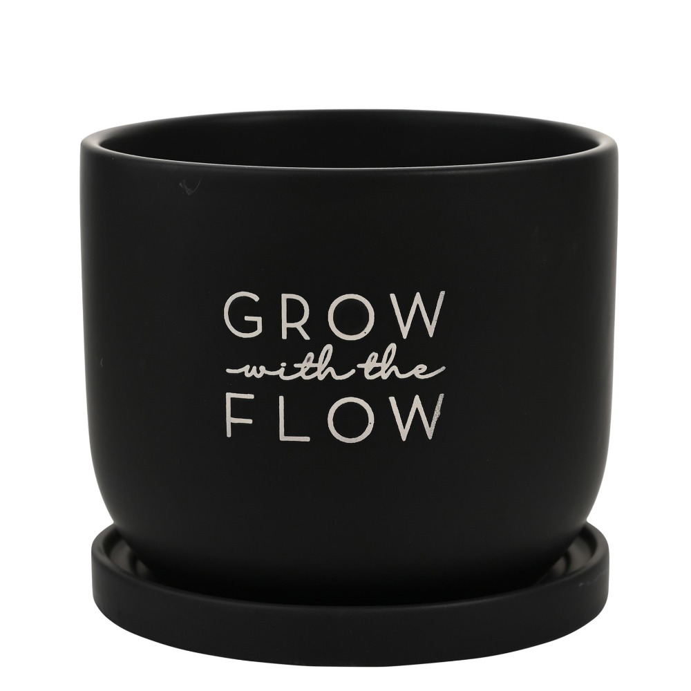 Black Ceramic Plant Pot ' Grow with the Flow' | Cazaar