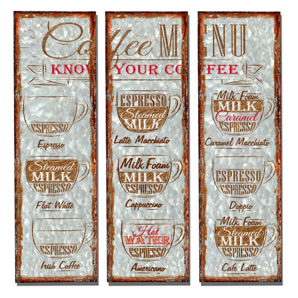 Coffee Art Plaques Retro Menu Coffee Guide | Cazaar