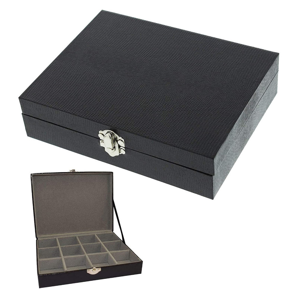 Black Faux Lizard Cufflink Box | Cazaar