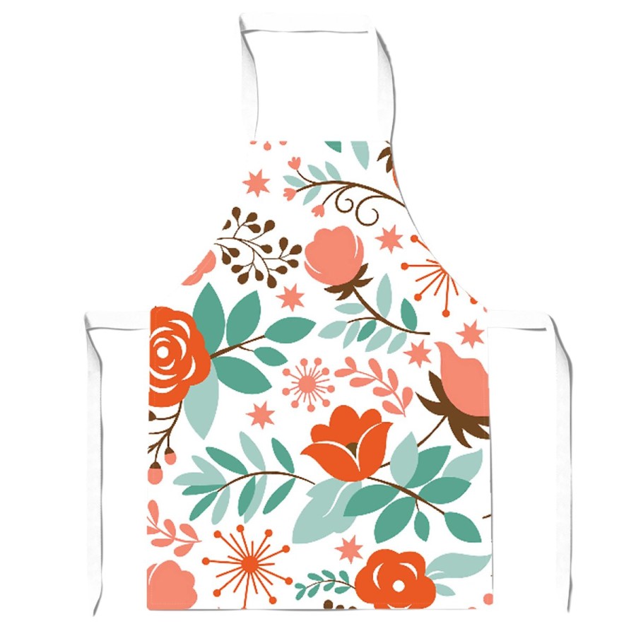 Orange Floral Pattern Apron | Cazaar