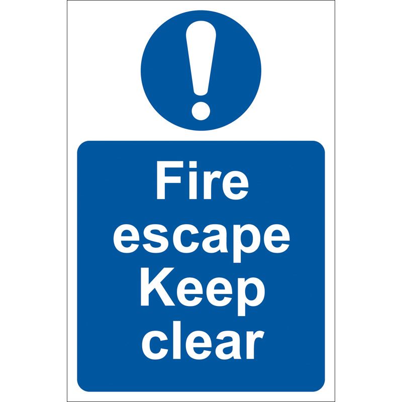 Draper 'Fire Escape Keep Clear' Mandatory Sign (... | Cazaar