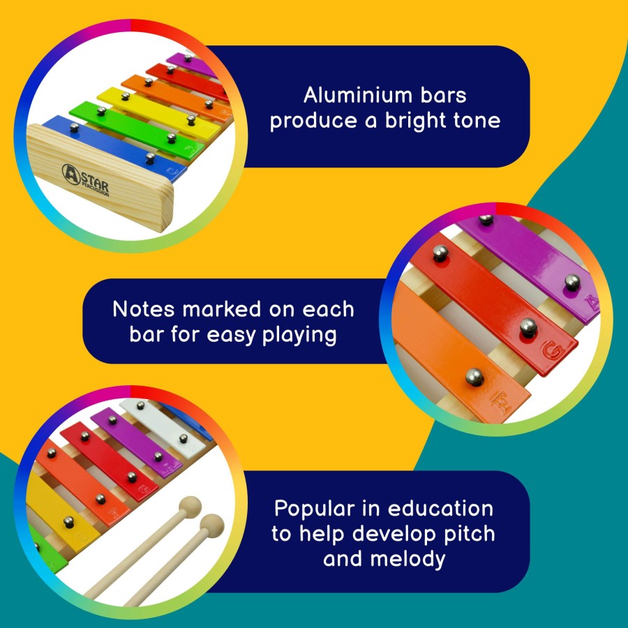 A-Star 8 Note Glockenspiel - Coloured Keys | Cazaar