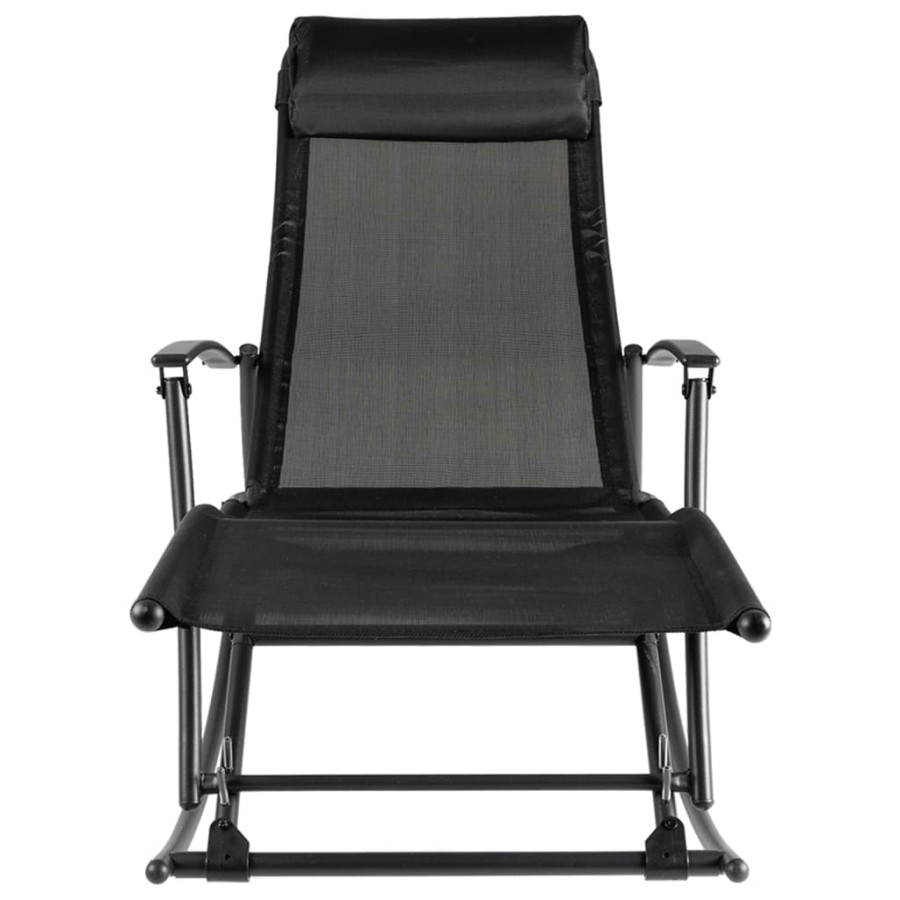 Garden Rocking Chair Steel and Textilene Black | Cazaar