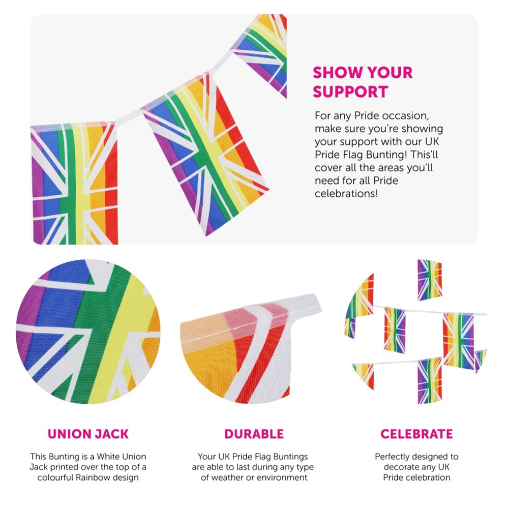 10 Metre Rainbow Pride Union Jack Bunting | Cazaar