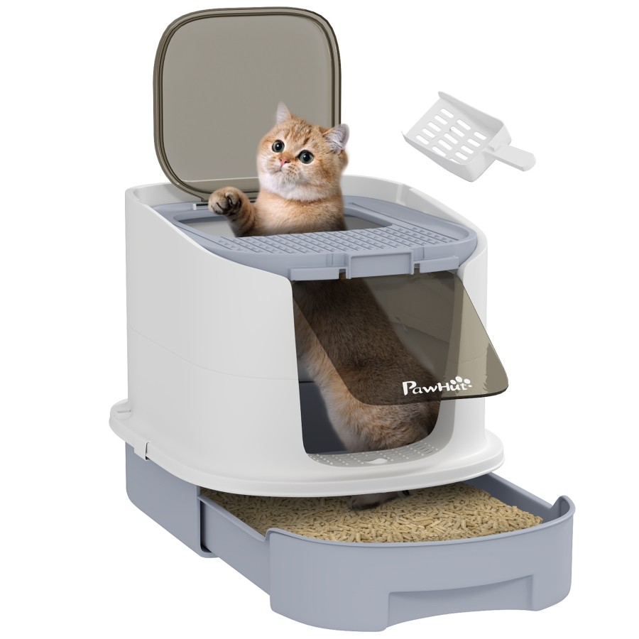 PawHut Cat Litter Box with Lid, Hooded Cat Litte... | Cazaar