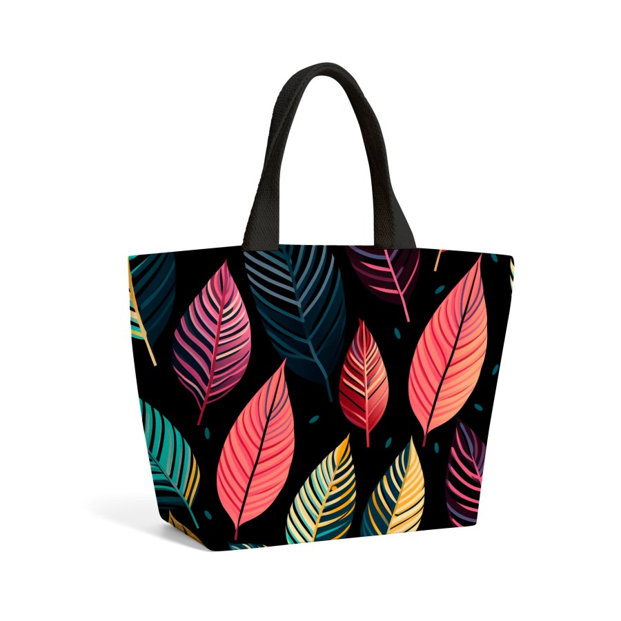 Colourful Leaves Pattern Beach Shopper Tote Bag | Cazaar