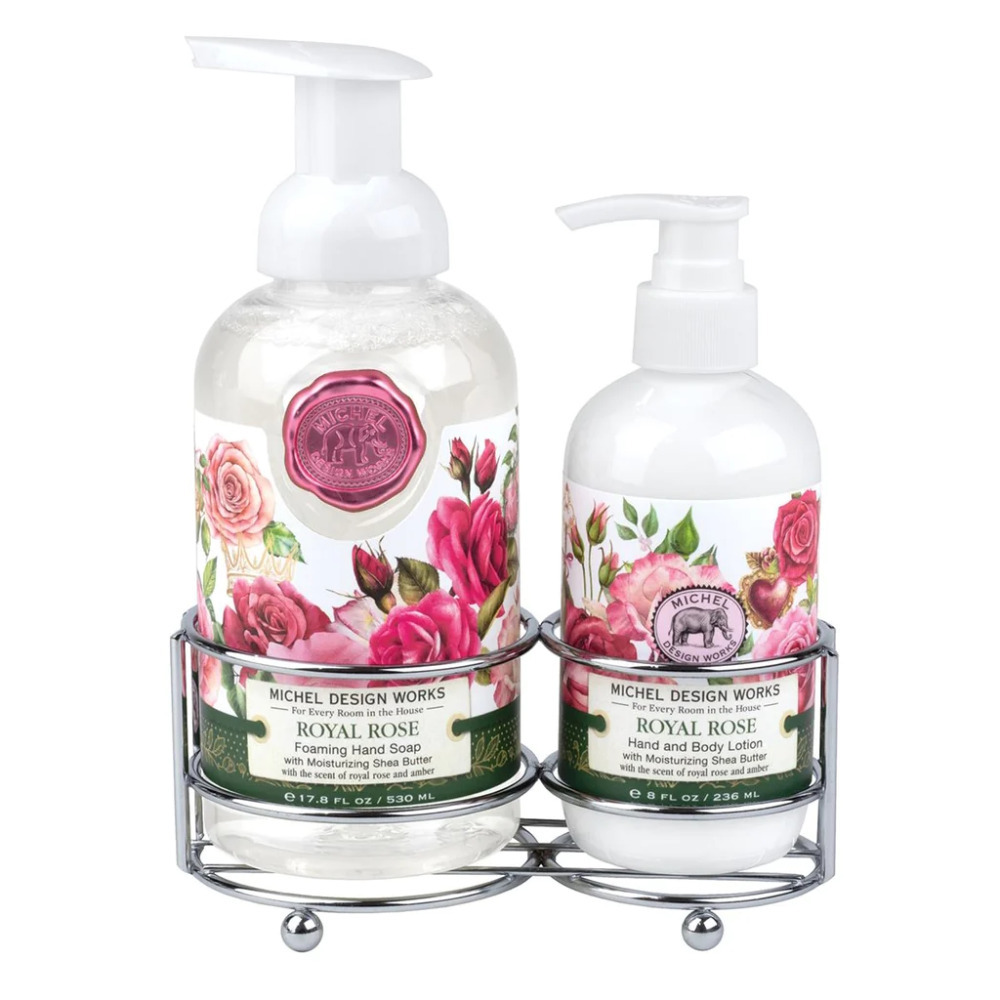 Royal Rose Foaming Soap & Lotion Caddy Set | Cazaar
