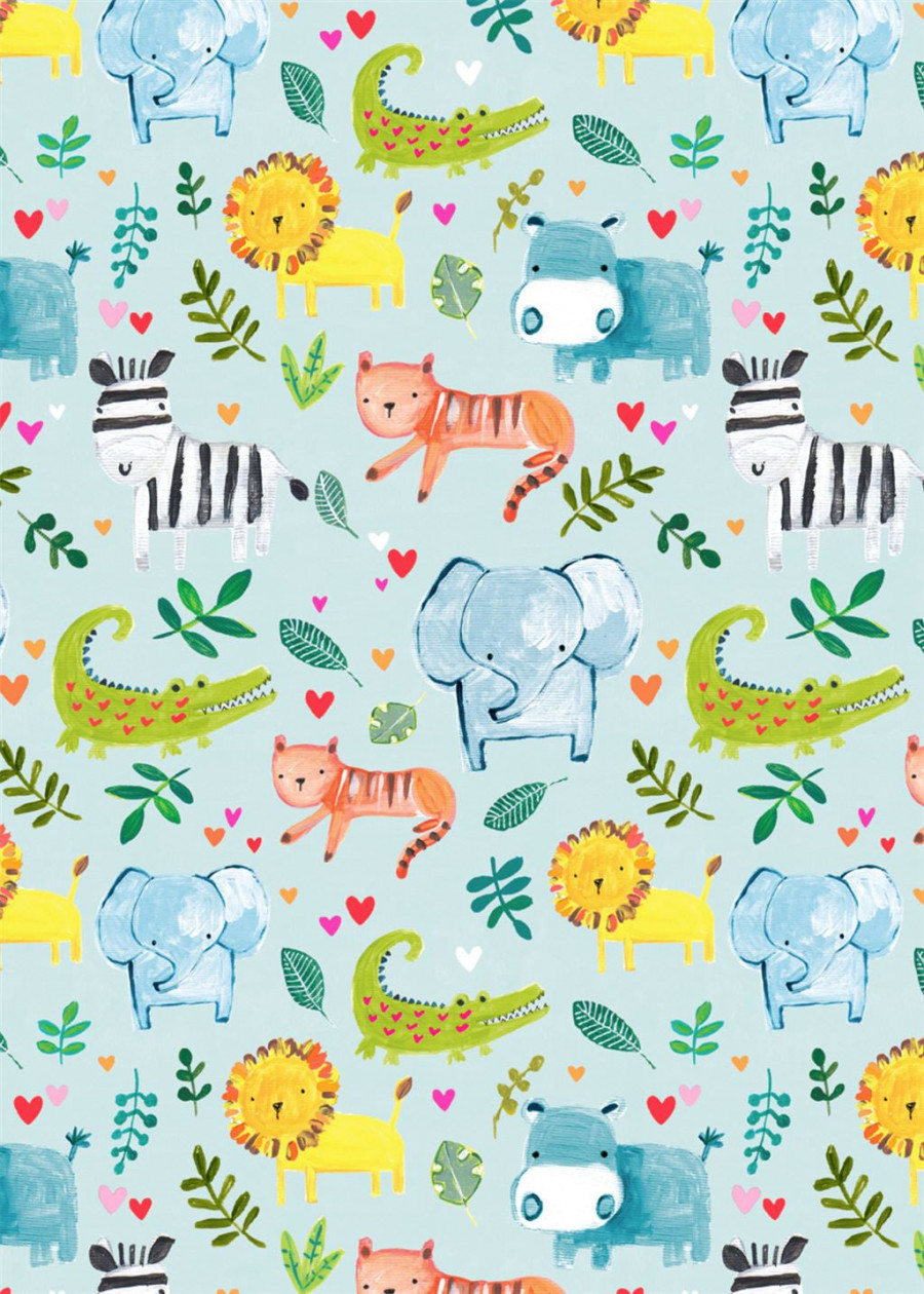 Gift Wrap Sheet - Baby Animals (blue) | Cazaar