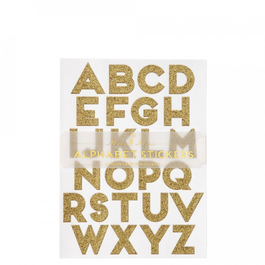 Gold Glitter Alphabet Sticker Sheets Pack of 10 | Cazaar