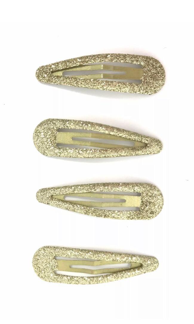 Gold Glitter Snap Clips - Set of 4 | Cazaar
