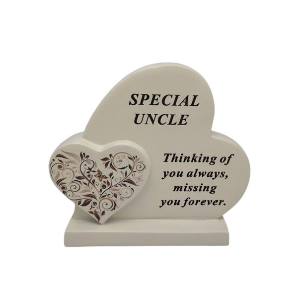Uncle Memorial Plaque: Floral Heart Ornament | Cazaar