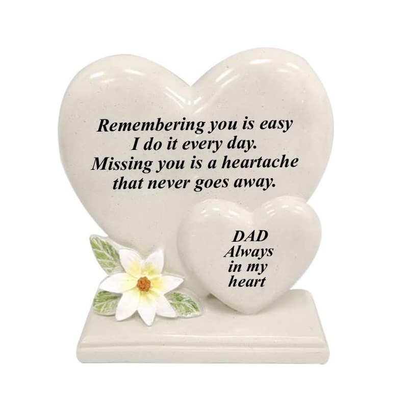 Dad Memorial Double Heart Graveside Plaque | Cazaar
