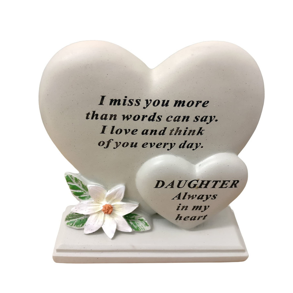 Daughter Memorial Plaque: Double Heart & Flower | Cazaar
