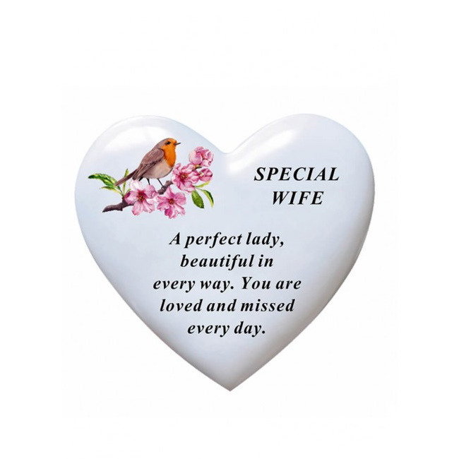 Special Wife Memorial White Heart Graveside Plaque | Cazaar