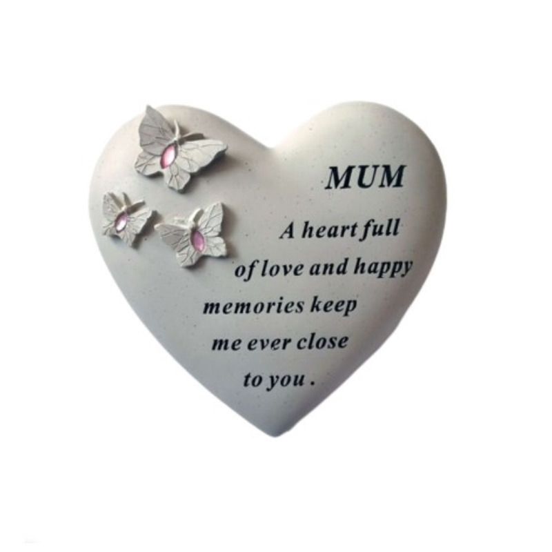 Mum Memorial Plaque: Butterfly & Gems Heart | Cazaar