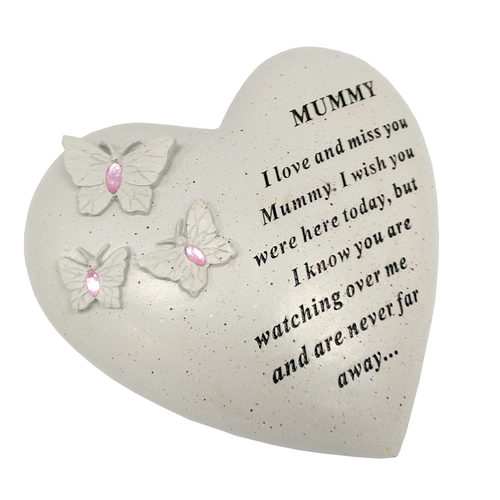 Mummy Memorial Butterfly Heart Graveside Plaque | Cazaar
