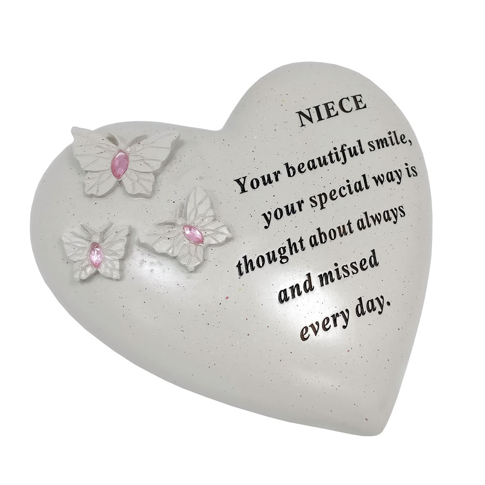 Niece Memorial Plaque: Butterfly & Gems Heart | Cazaar