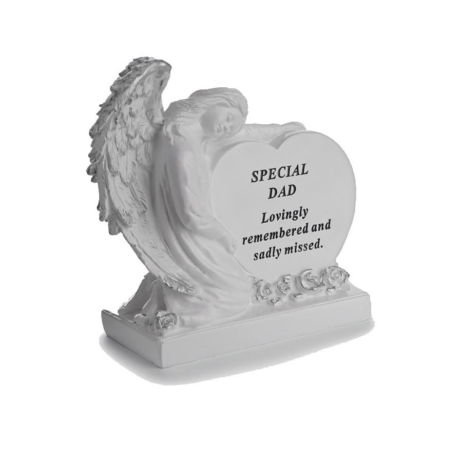 Dad Memorial Plaque: Angel & Heart Ornament | Cazaar