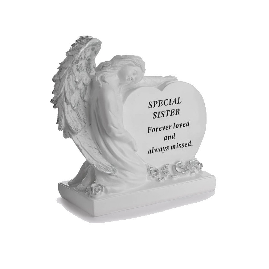 Sister Memorial Plaque: Angel & Heart Ornament | Cazaar