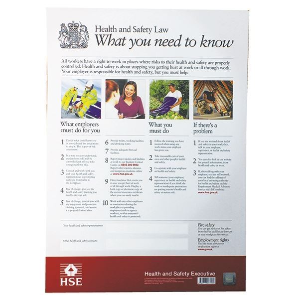 Hse Health And Safety Law Poster A2 - SR72156 | Cazaar