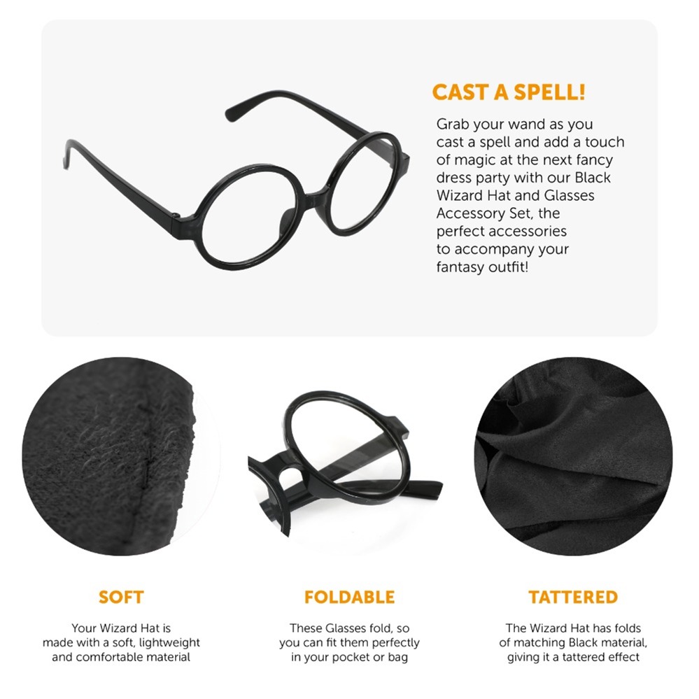 Black Wizard Hat & Glasses | Cazaar
