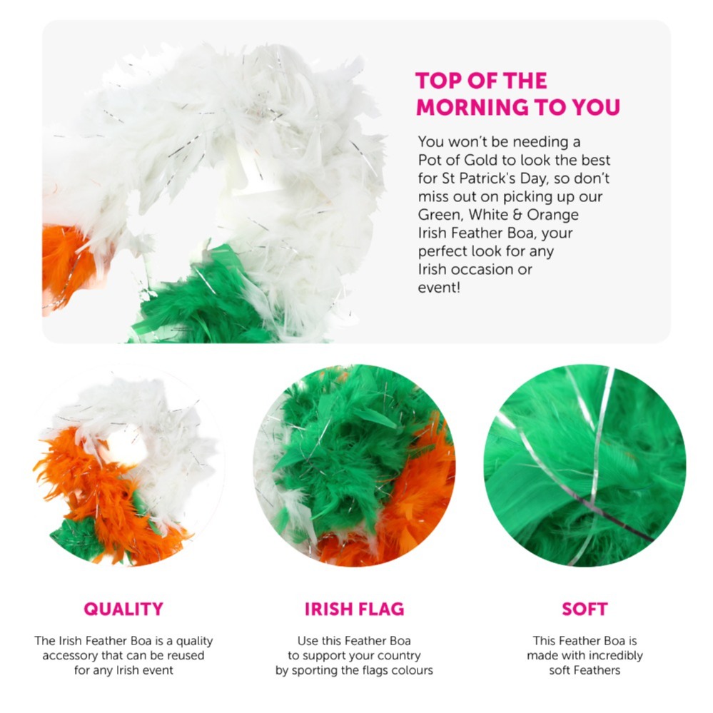 Green, White & Orange Irish Feather Boa | Cazaar