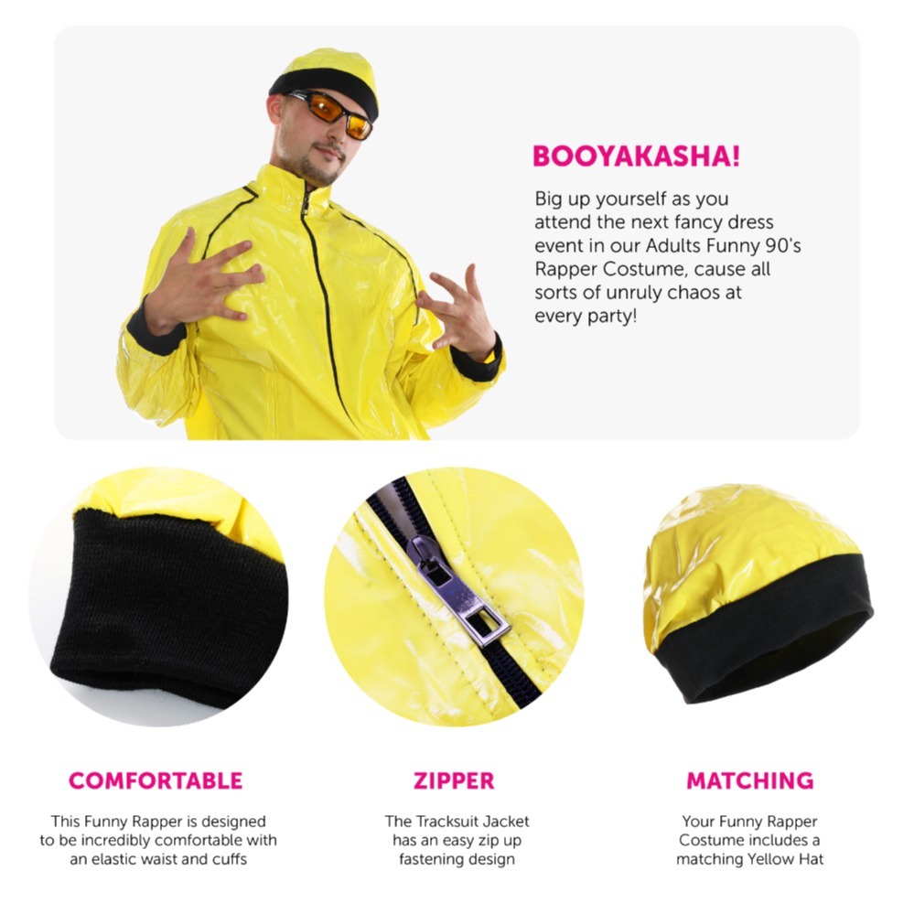 Adults 90s Yellow Rapper Costume | Ali G | Cazaar