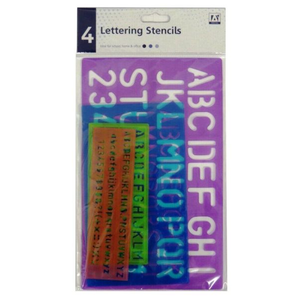 Pack 4 Lettering Stencil Set Upper Lower Case Al... | Cazaar