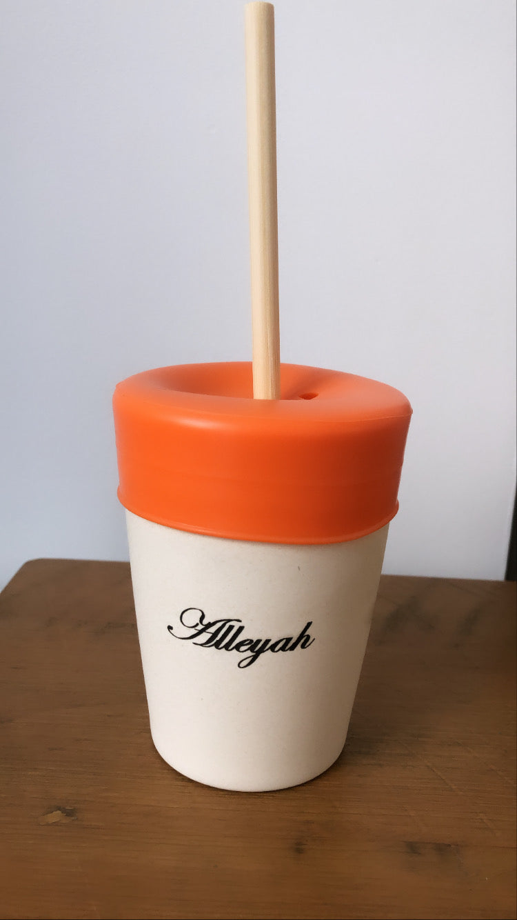 Personalised Orange Straw Cup | Cazaar