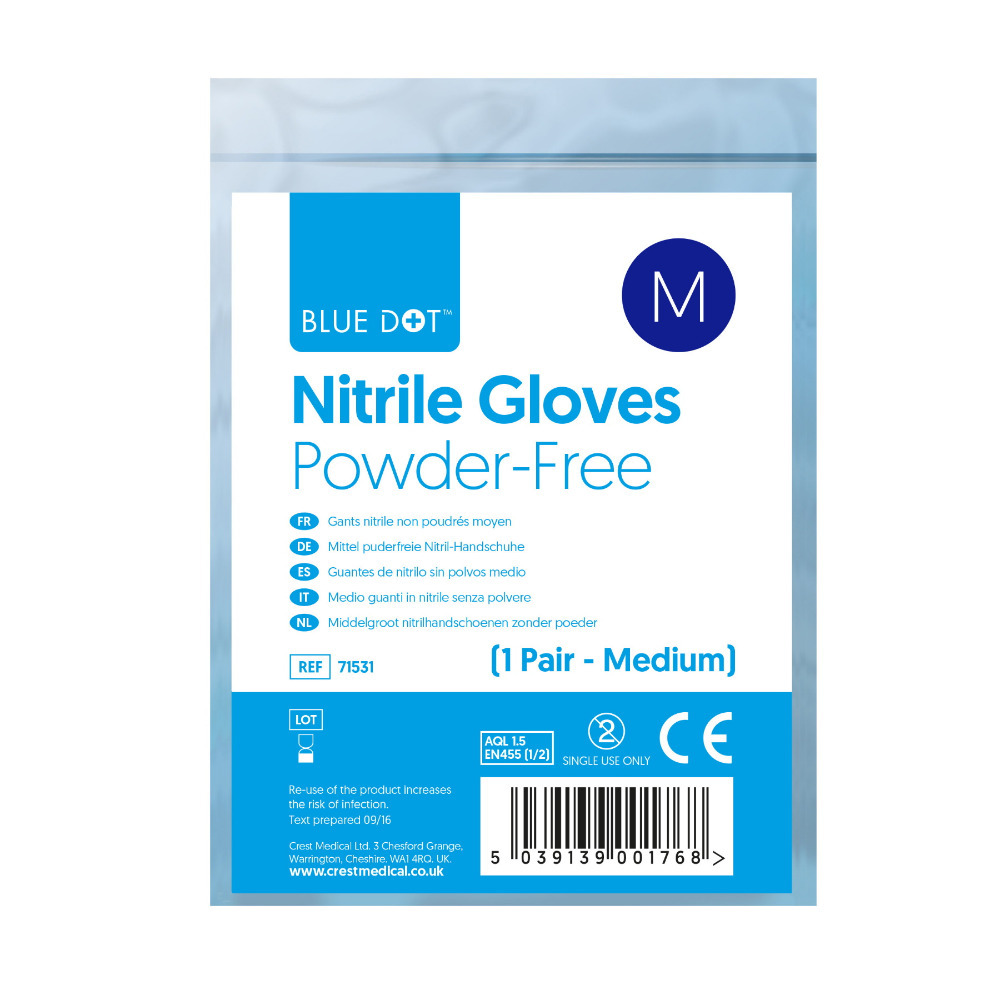 Powder-Free Nitrile Gloves - Medium, 1 Pair | Cazaar