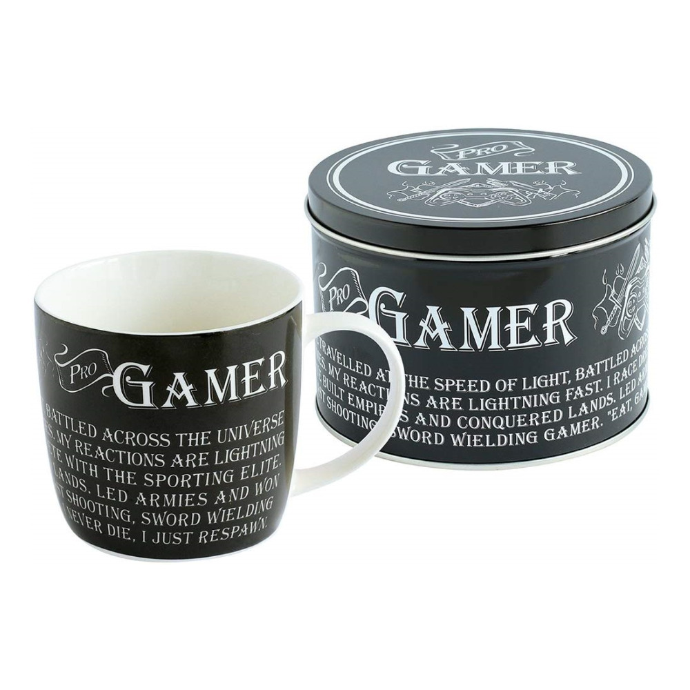 Pro Gamer Mug in a Tin - Black Ceramic Cup | Cazaar