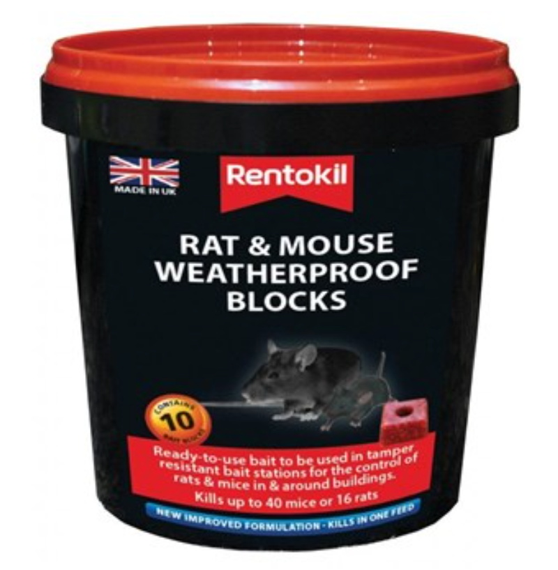 Rat & Mouse Weatherproof Blocks Tub of 5 RKLPSMR41 | Cazaar
