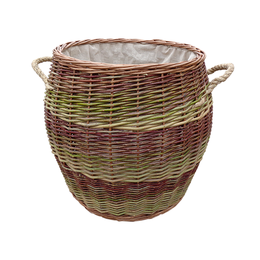 Rope Handle Wicker Barrel Log Basket | Cazaar